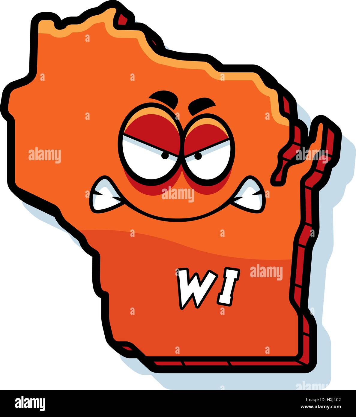 A cartoon illustration of the state of Wisconsin looking angry Stock ...