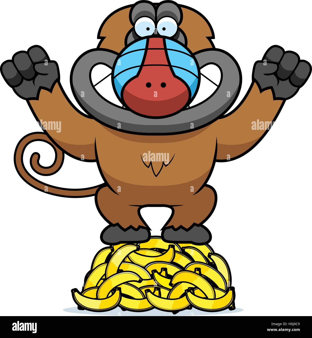 A cartoon illustration of a baboon on a pile of bananas Stock Vector ...
