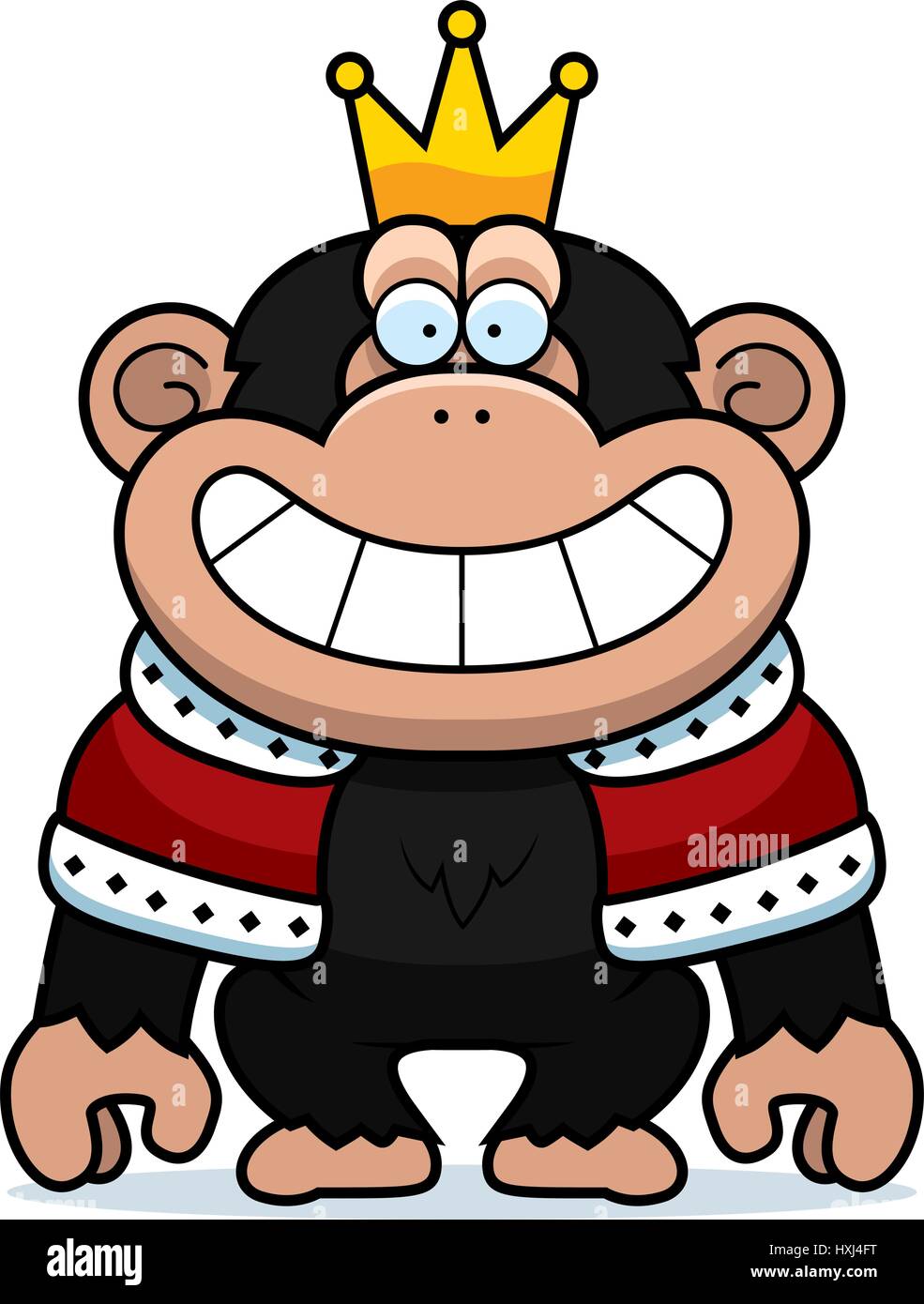 A cartoon illustration of a chimpanzee king with a crown and robes ...