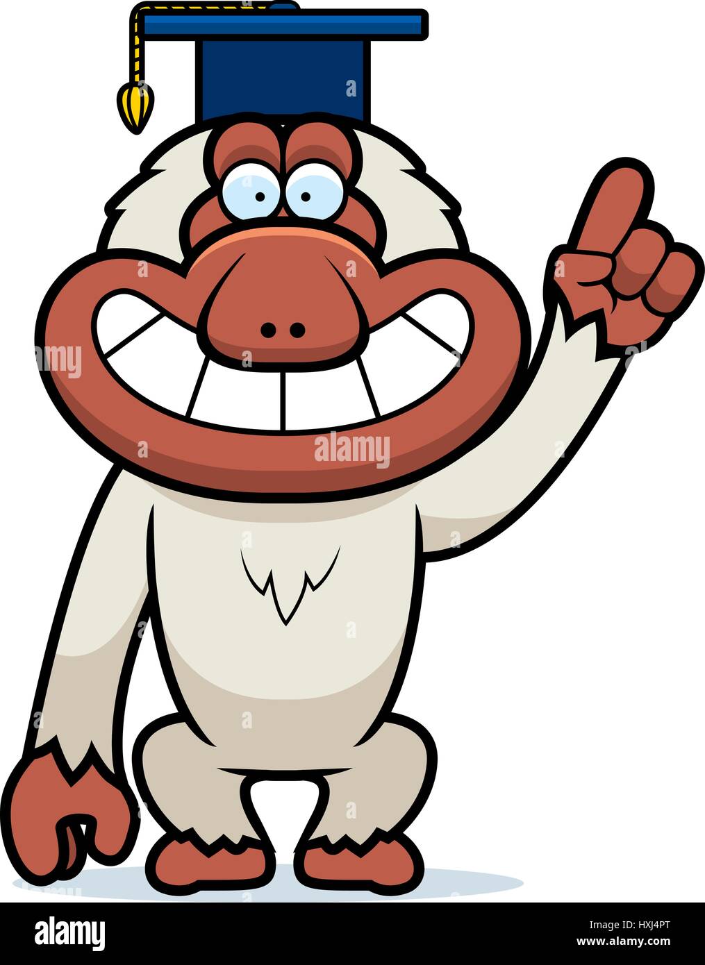 A cartoon illustration of a Japanese macaque in a professor cap Stock ...