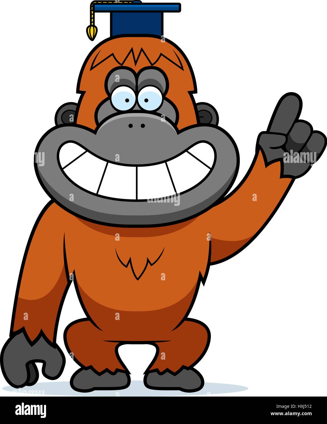 A cartoon illustration of an orangutan in a professor cap Stock Vector ...