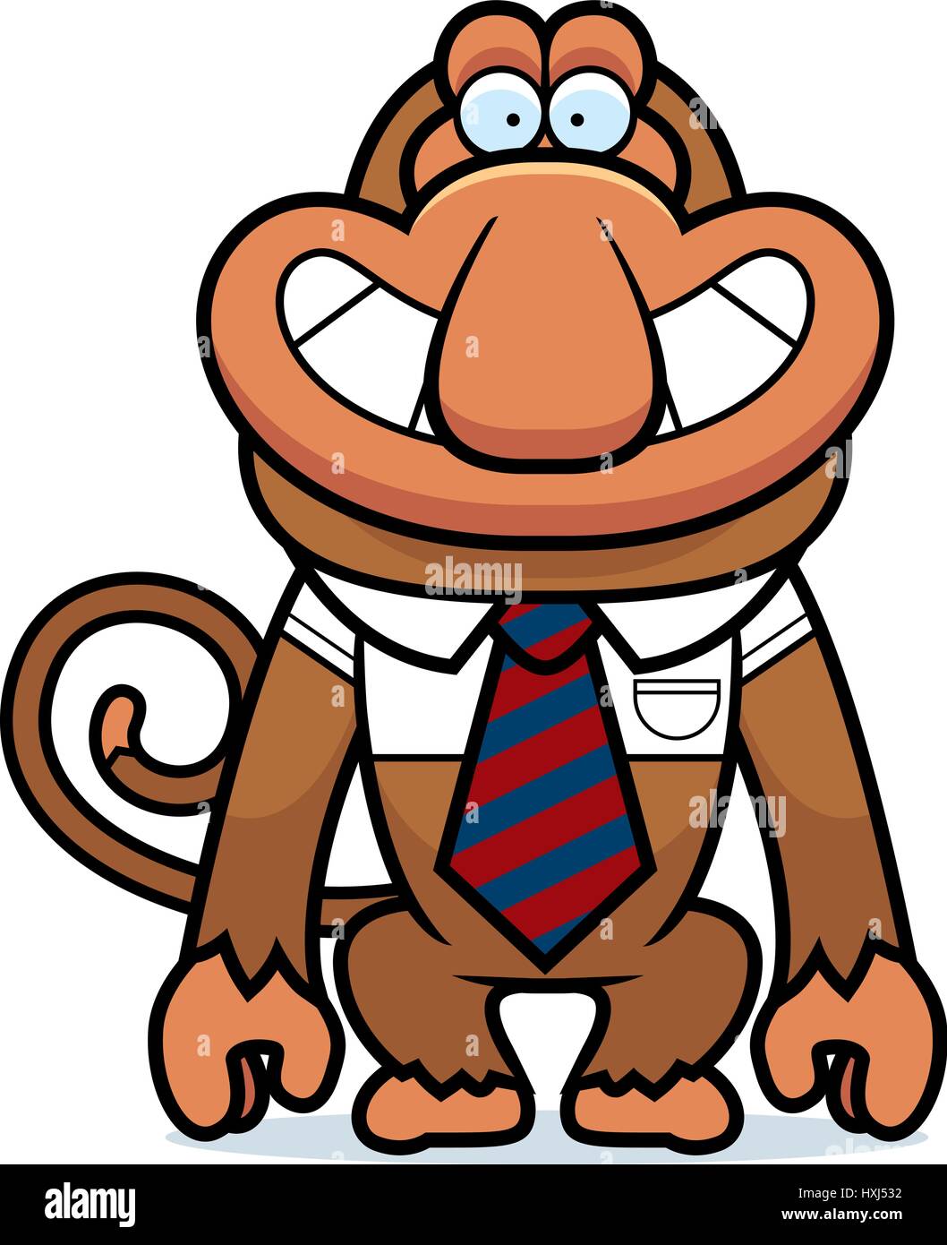 A cartoon illustration of a proboscis monkey in a tie Stock Vector ...