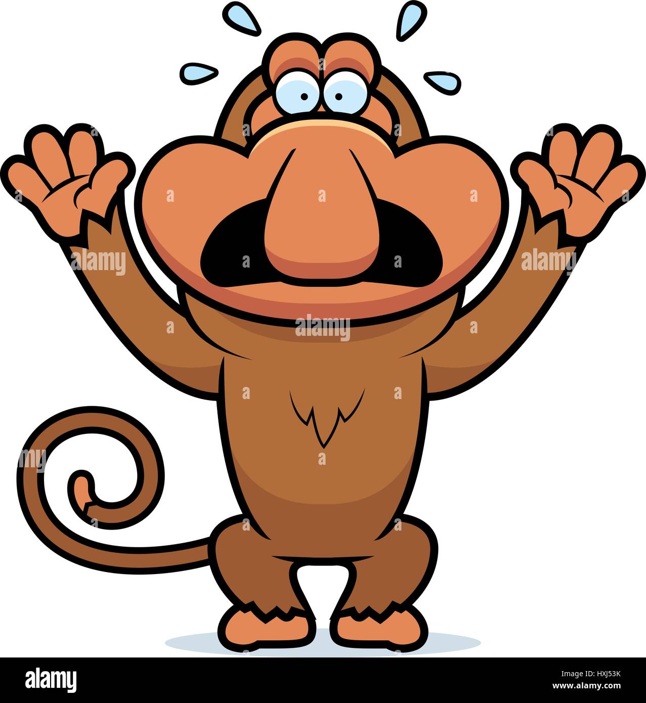 A cartoon illustration of a proboscis monkey panicking Stock Vector ...