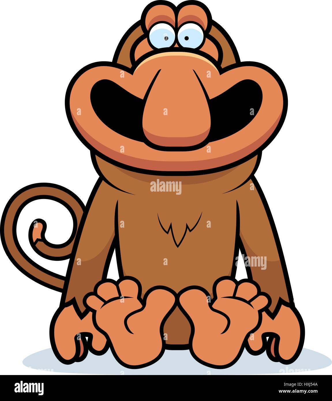 A cartoon illustration of a proboscis monkey sitting Stock Vector Image ...