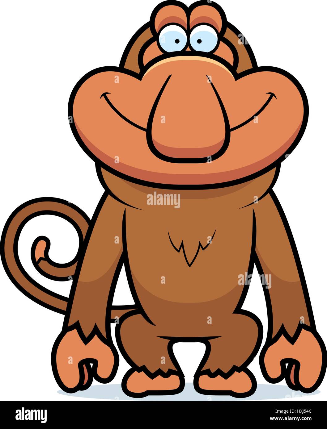 A cartoon illustration of a proboscis monkey smiling Stock Vector Image ...