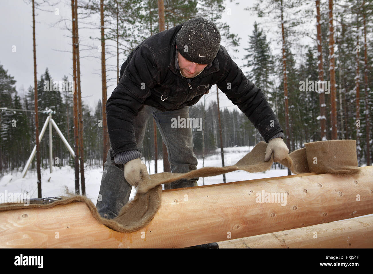Leningrad Region, Russia - February 2, 2010: The heat insulator between ...