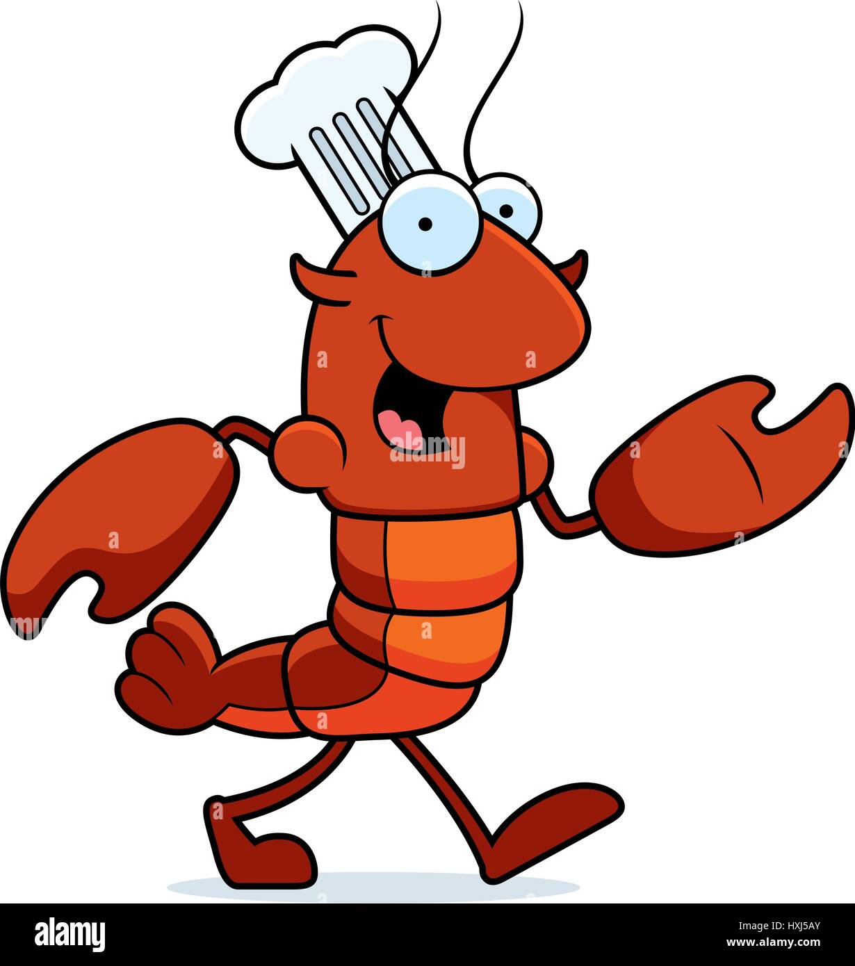 A cartoon illustration of a crawfish chef walking Stock Vector Image ...