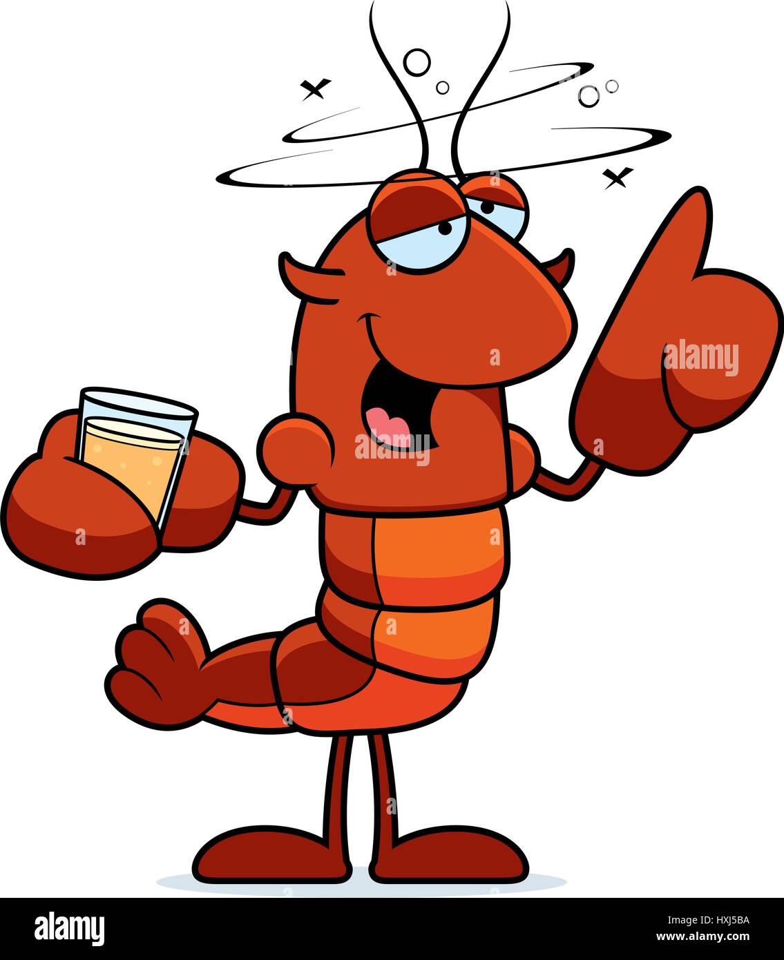 A cartoon illustration of a crawfish looking drunk Stock Vector Image ...