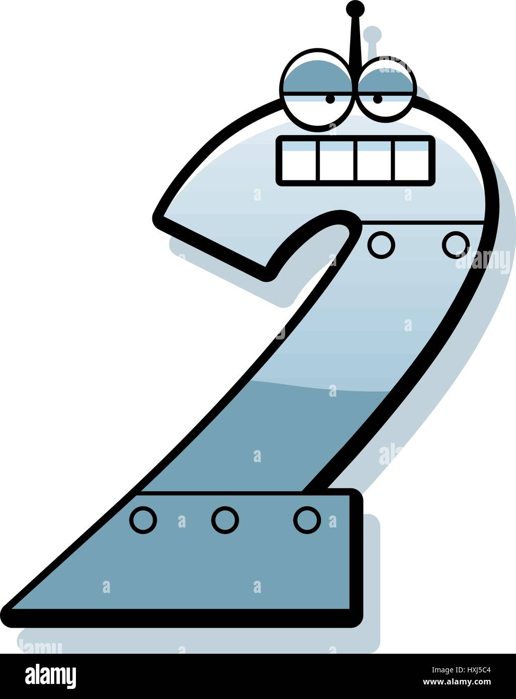 A cartoon illustration of a number two as a metal robot Stock Vector ...