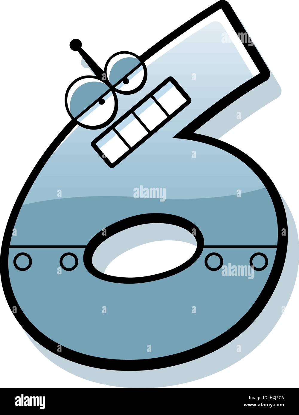 A cartoon illustration of a number six as a metal robot Stock Vector ...