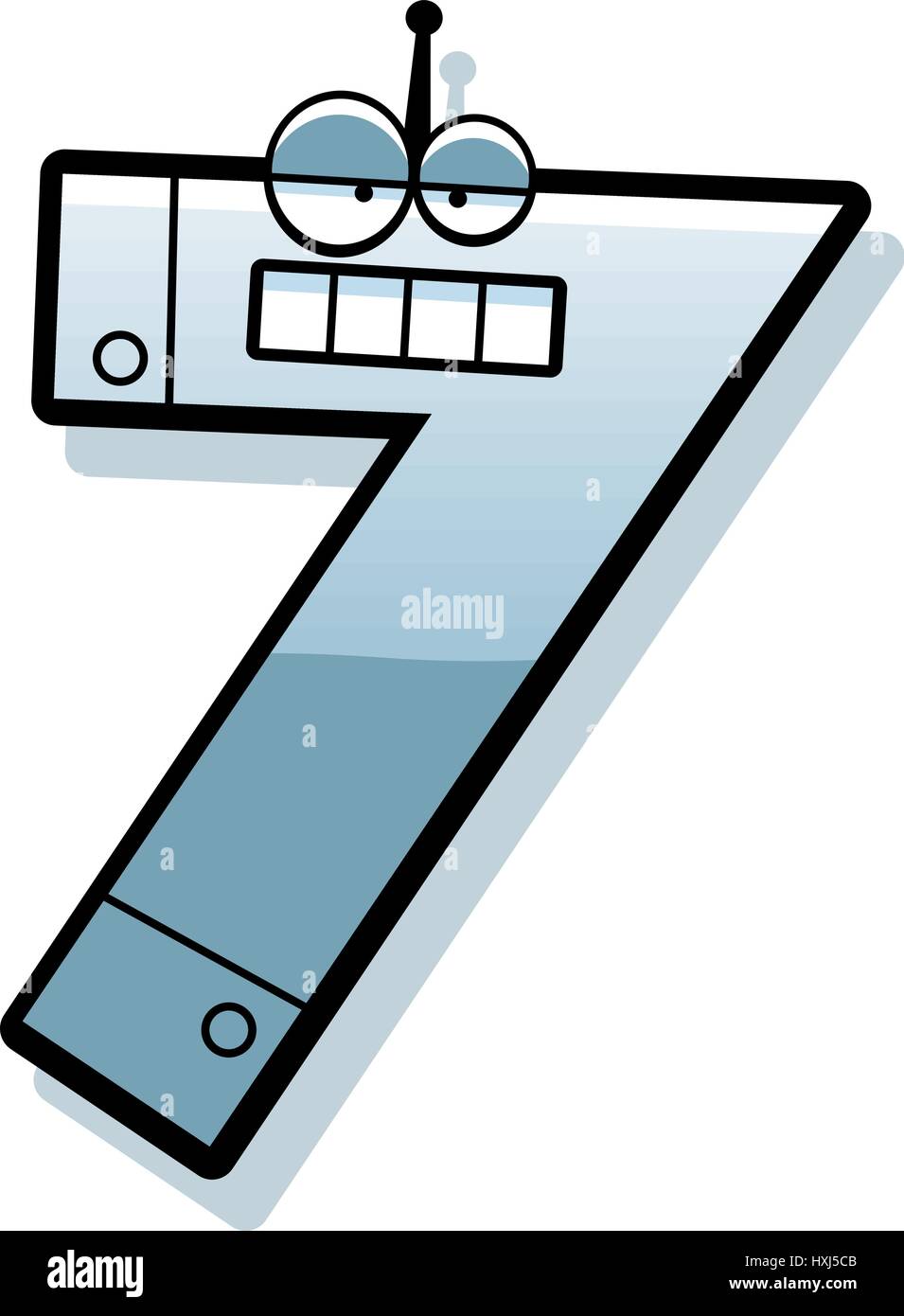 A cartoon illustration of a number seven as a metal robot Stock Vector ...