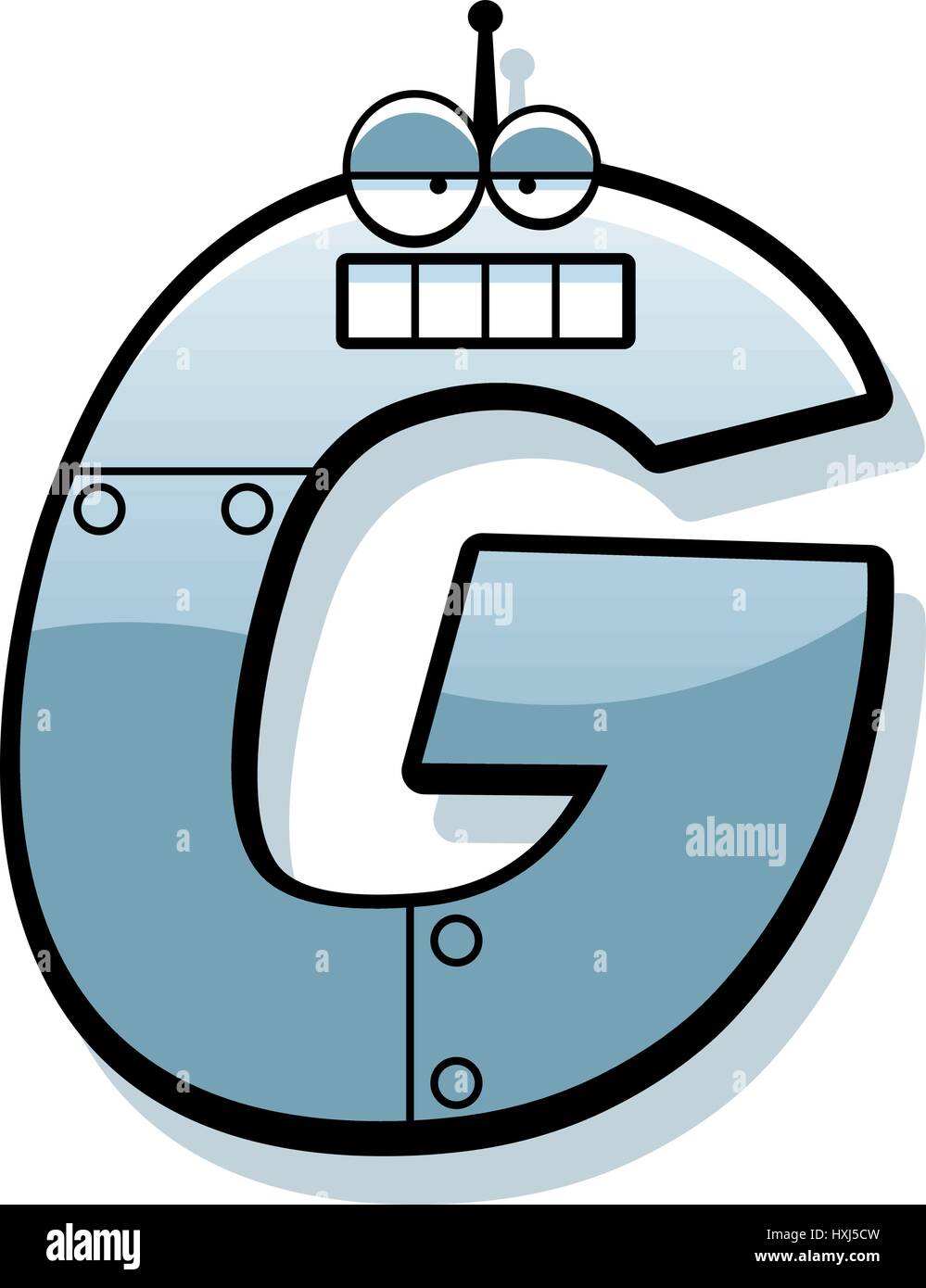A cartoon illustration of a letter G as a metal robot Stock Vector ...