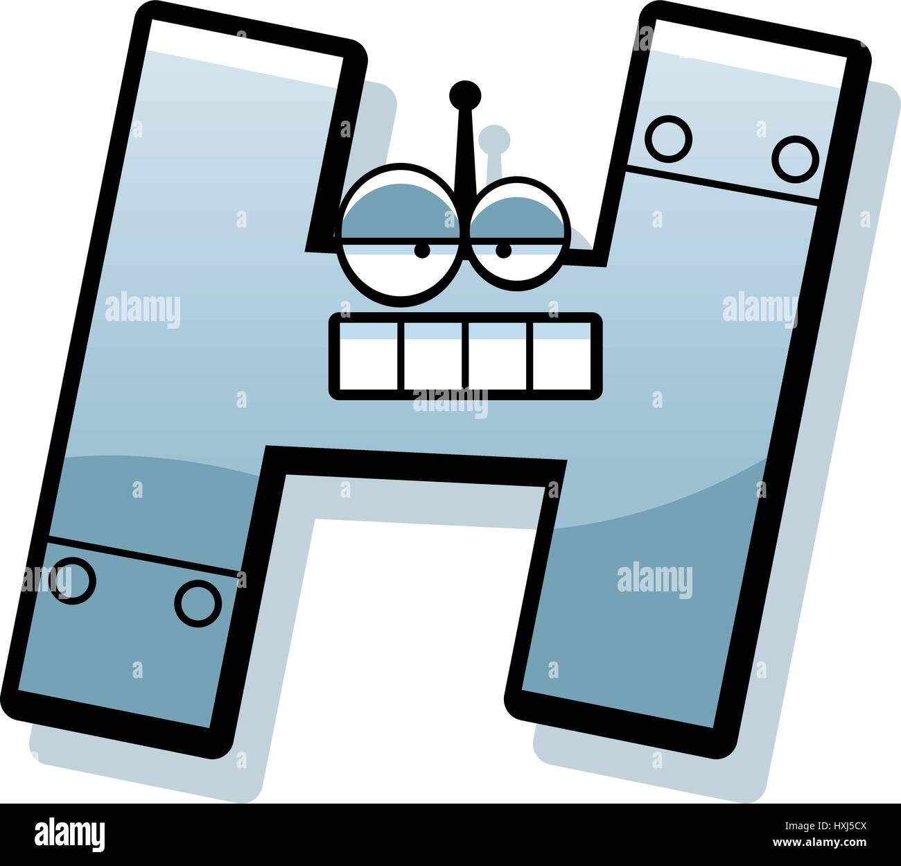 A cartoon illustration of a letter H as a metal robot Stock Vector ...