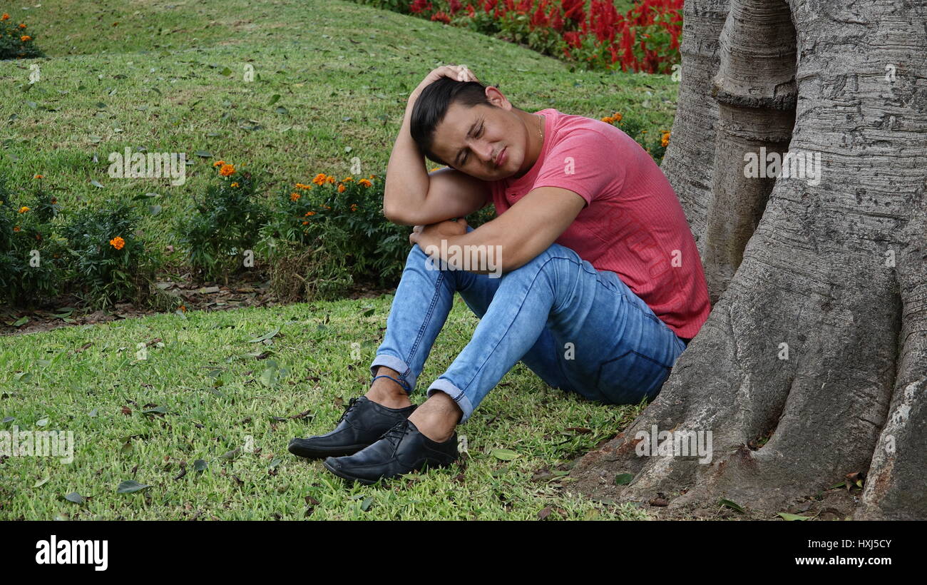 Sad Tired Or Depressed Man Stock Photo - Alamy