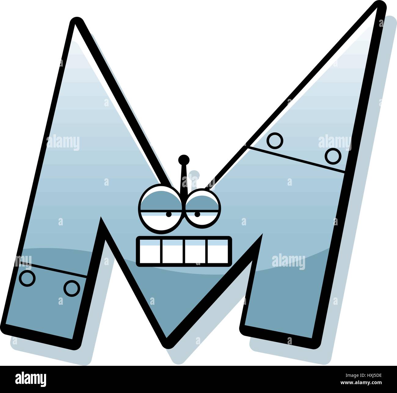 A cartoon illustration of a letter M as a metal robot Stock Vector ...
