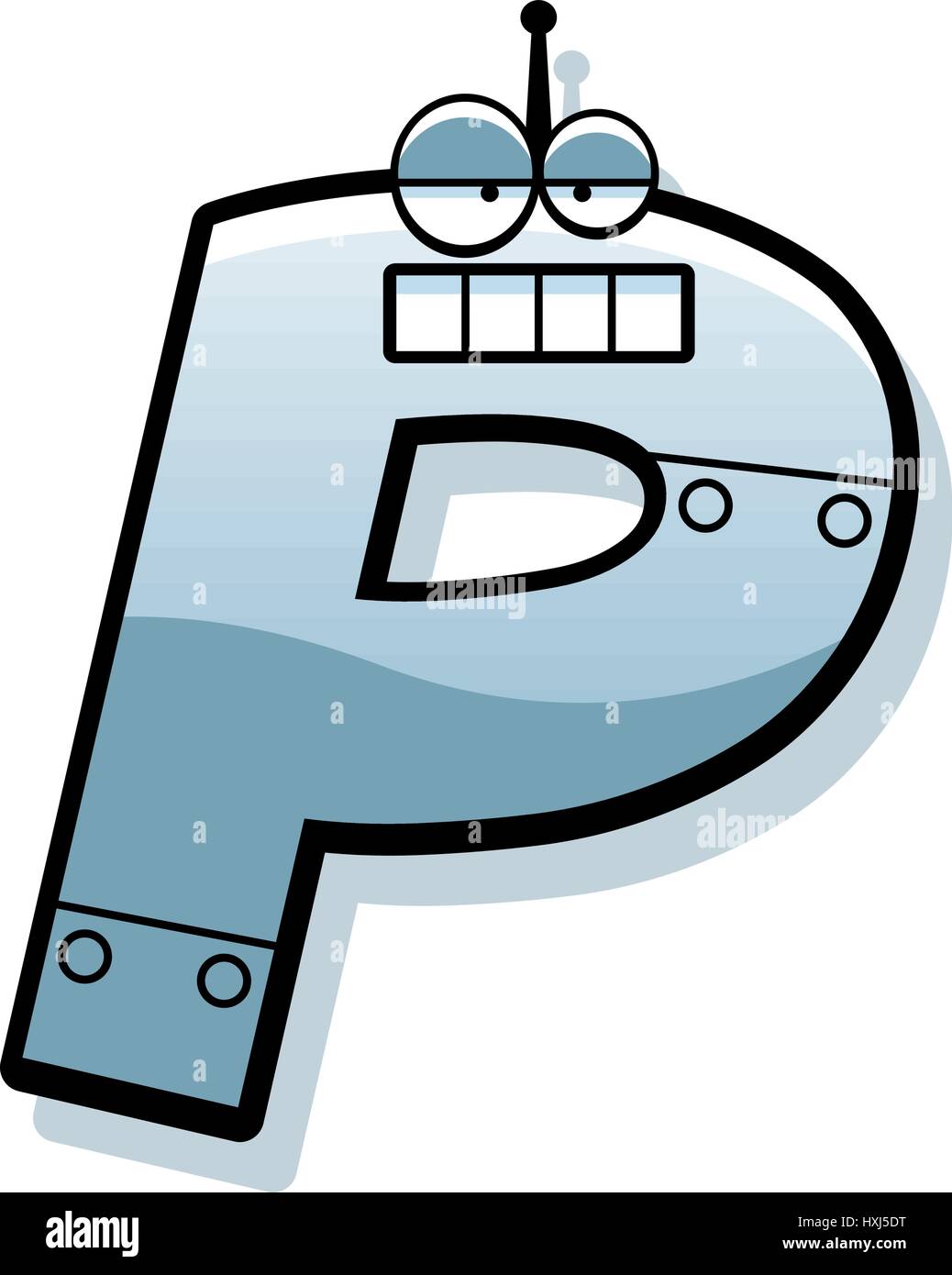 A cartoon illustration of a letter P as a metal robot Stock Vector ...