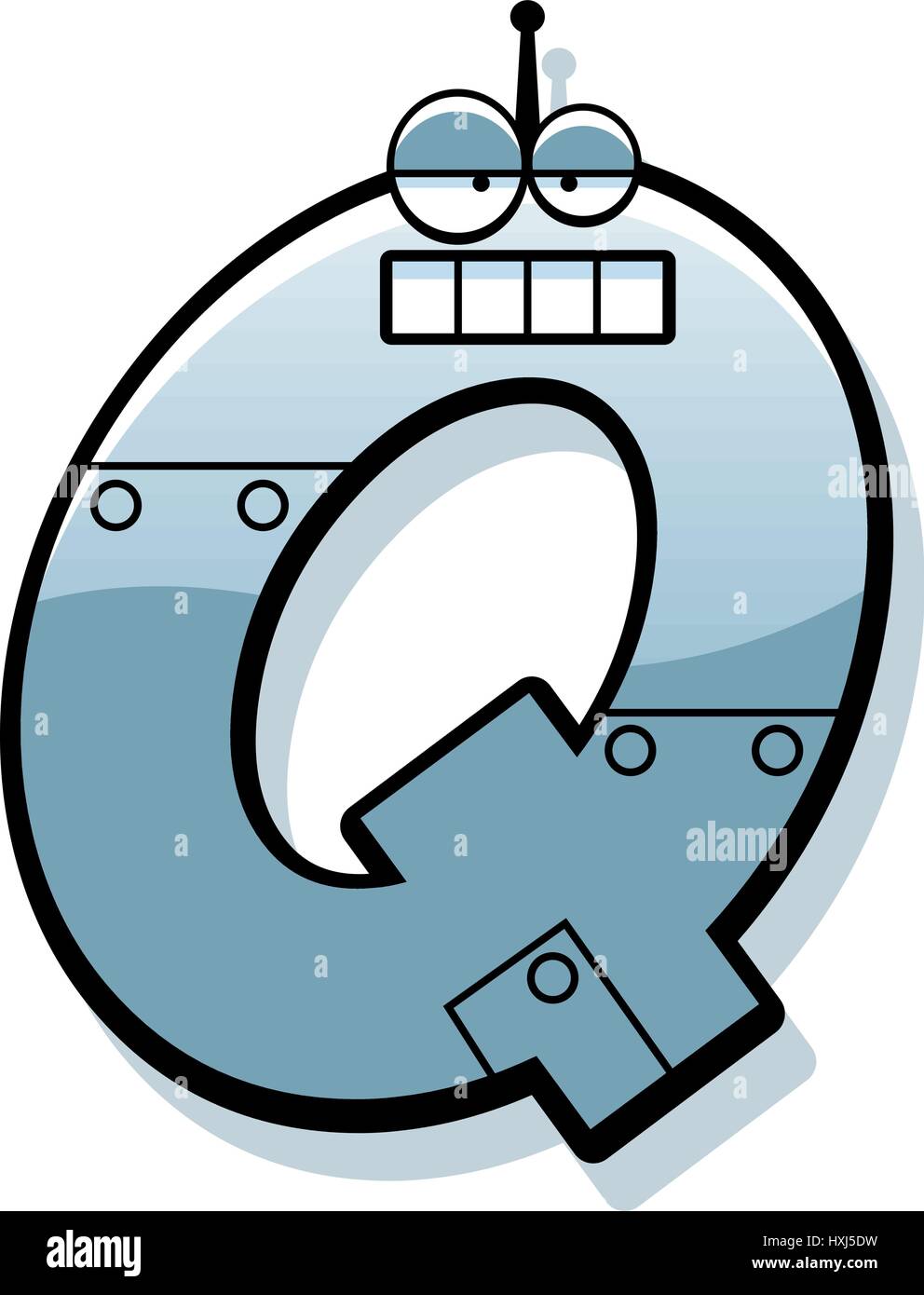 A cartoon illustration of a letter Q as a metal robot Stock Vector ...