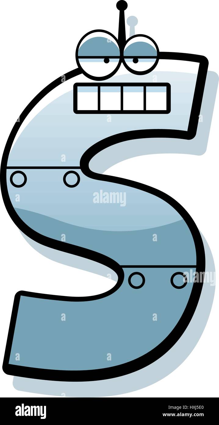 A cartoon illustration of a letter S as a metal robot Stock Vector ...