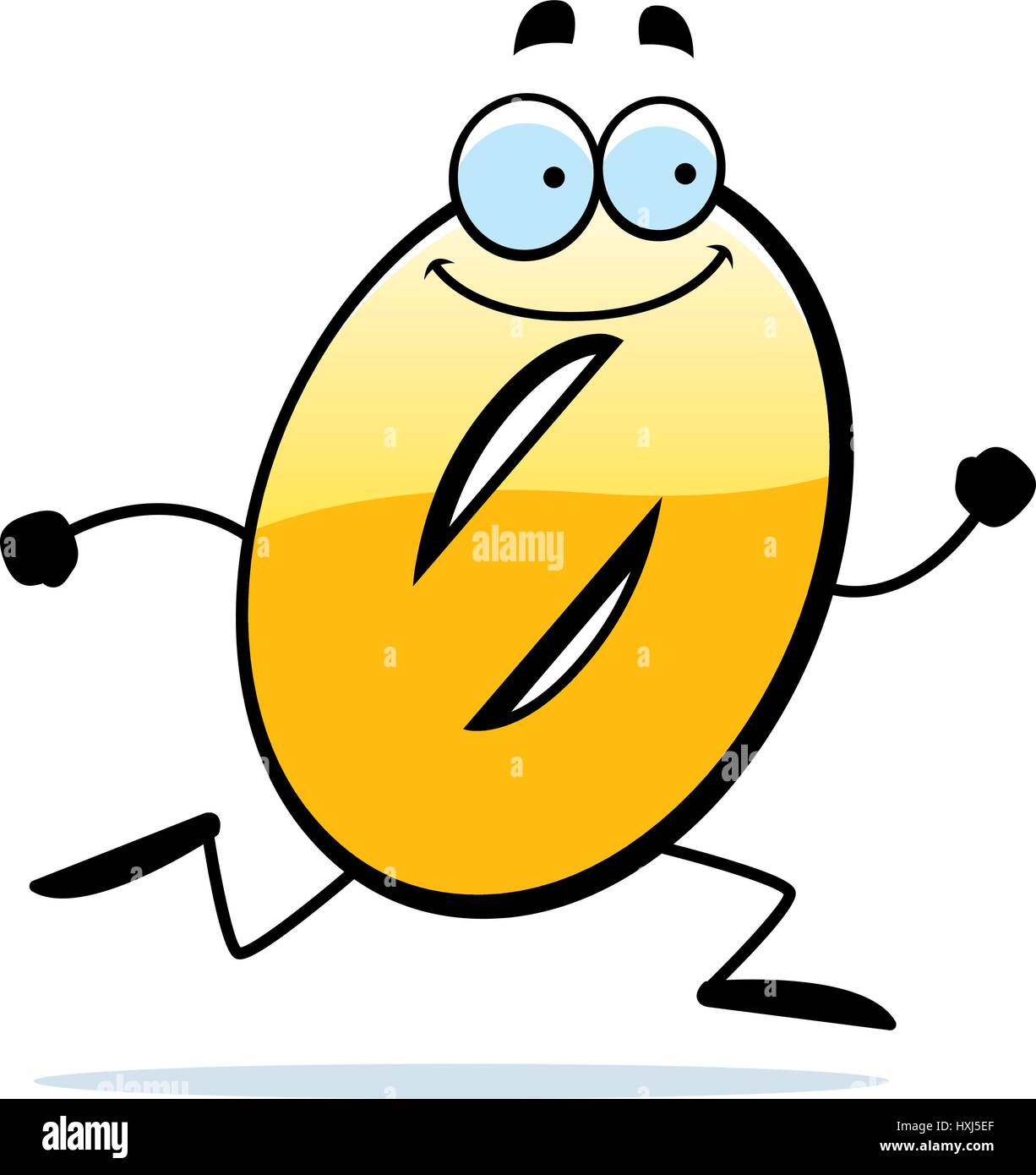 A cartoon illustration of a number zero running and smiling Stock ...