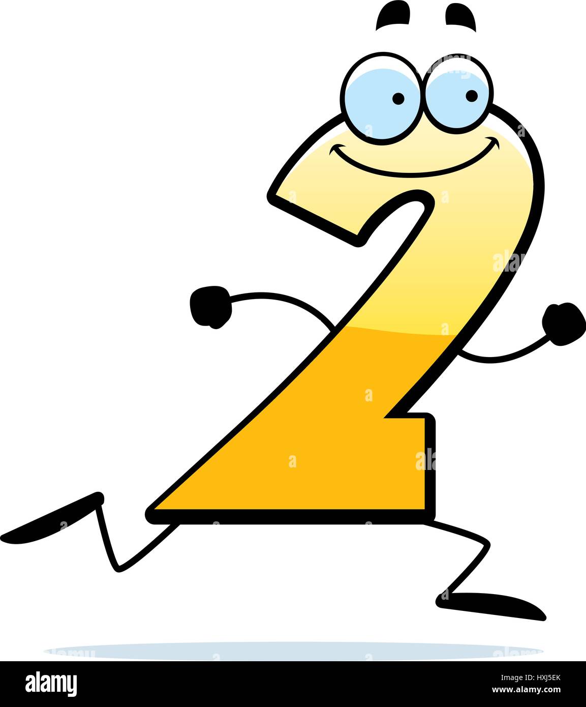 A cartoon illustration of a number two running and smiling Stock Vector ...