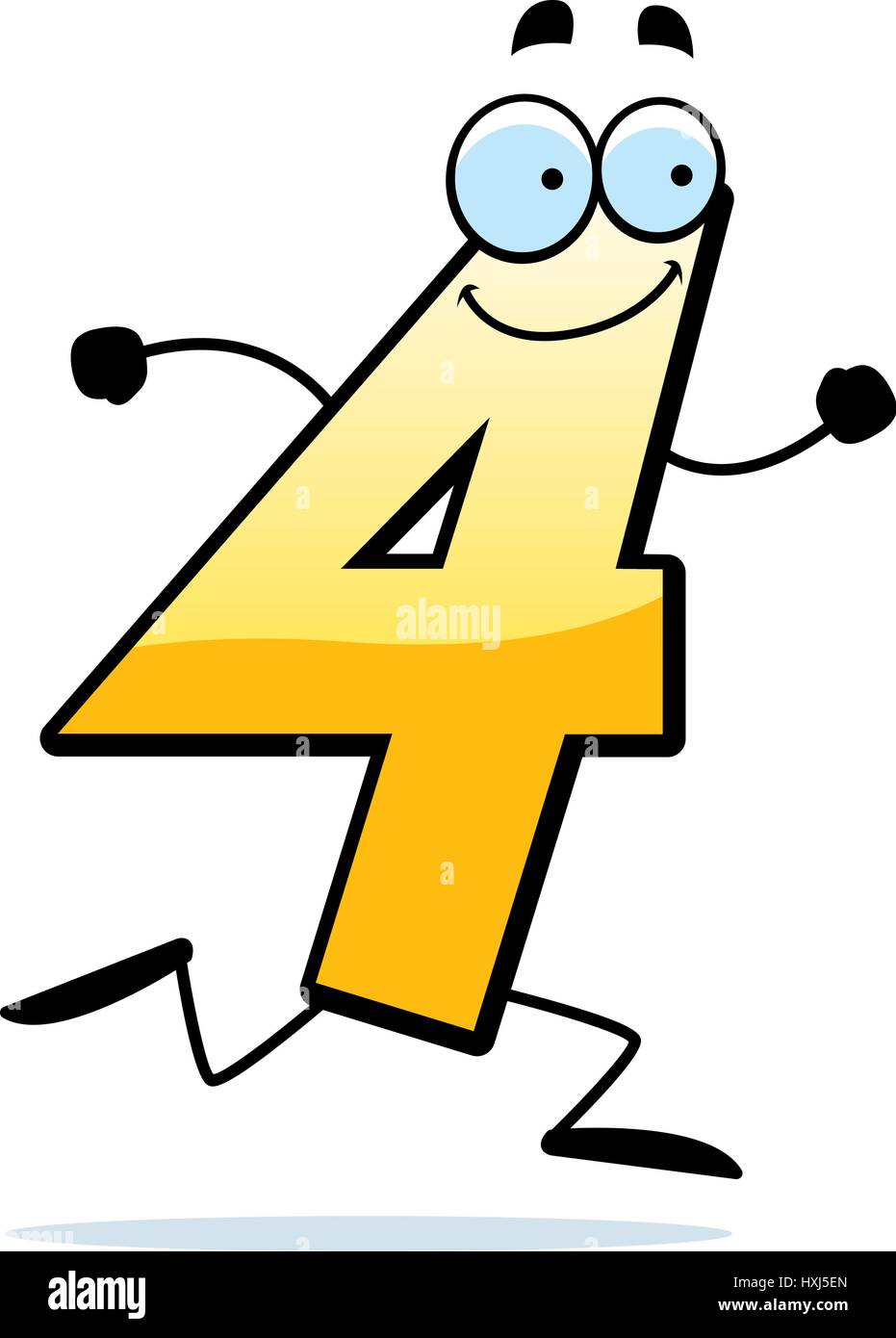 A cartoon illustration of a number four running and smiling Stock ...