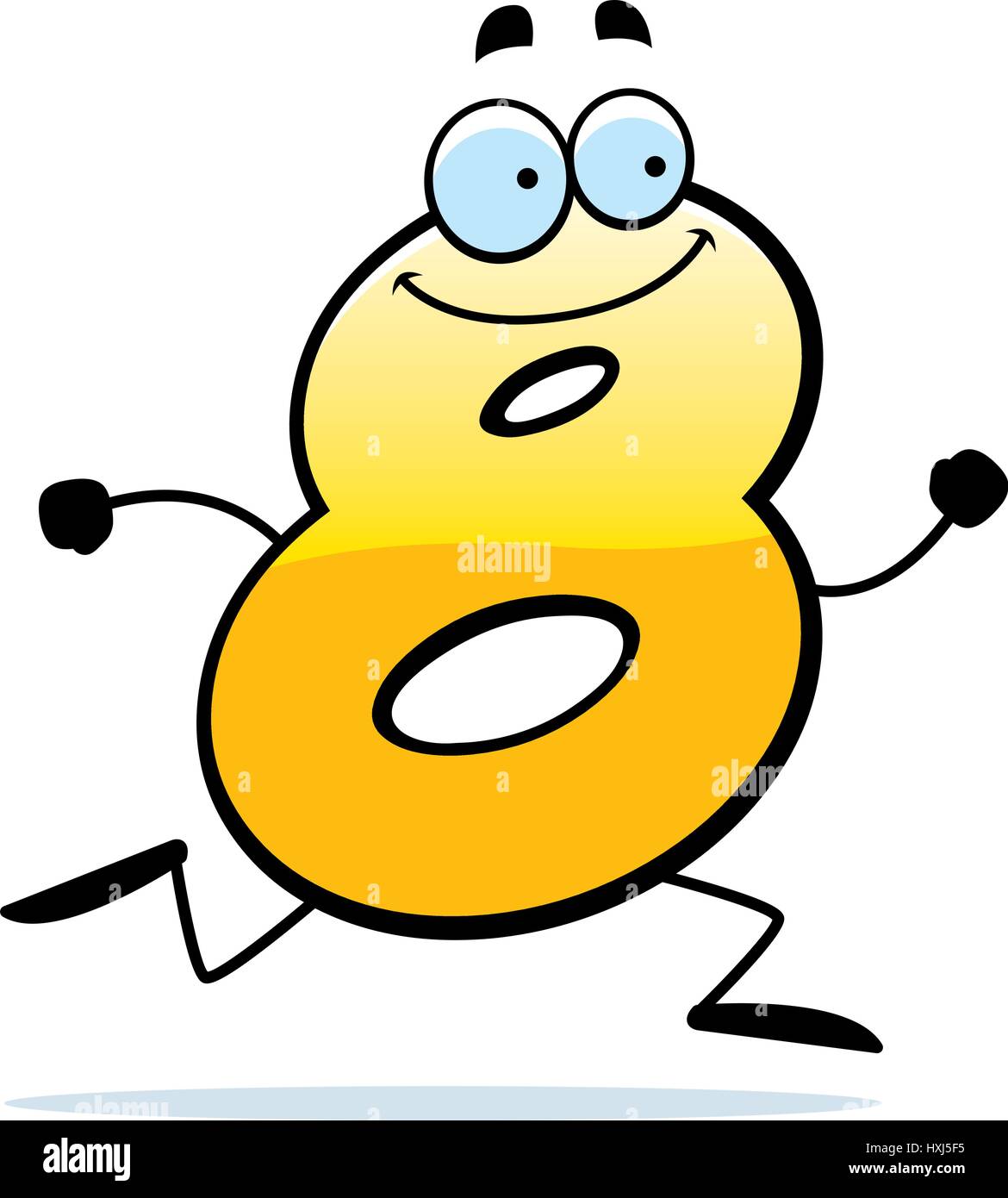 A cartoon illustration of a number eight running and smiling Stock ...