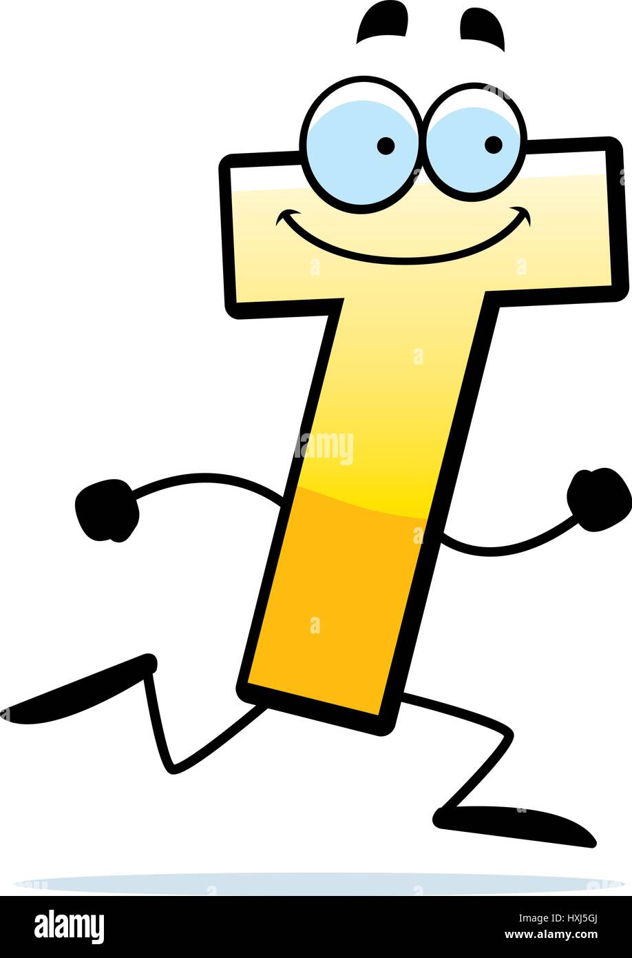 A cartoon illustration of a letter T running and smiling Stock Vector ...