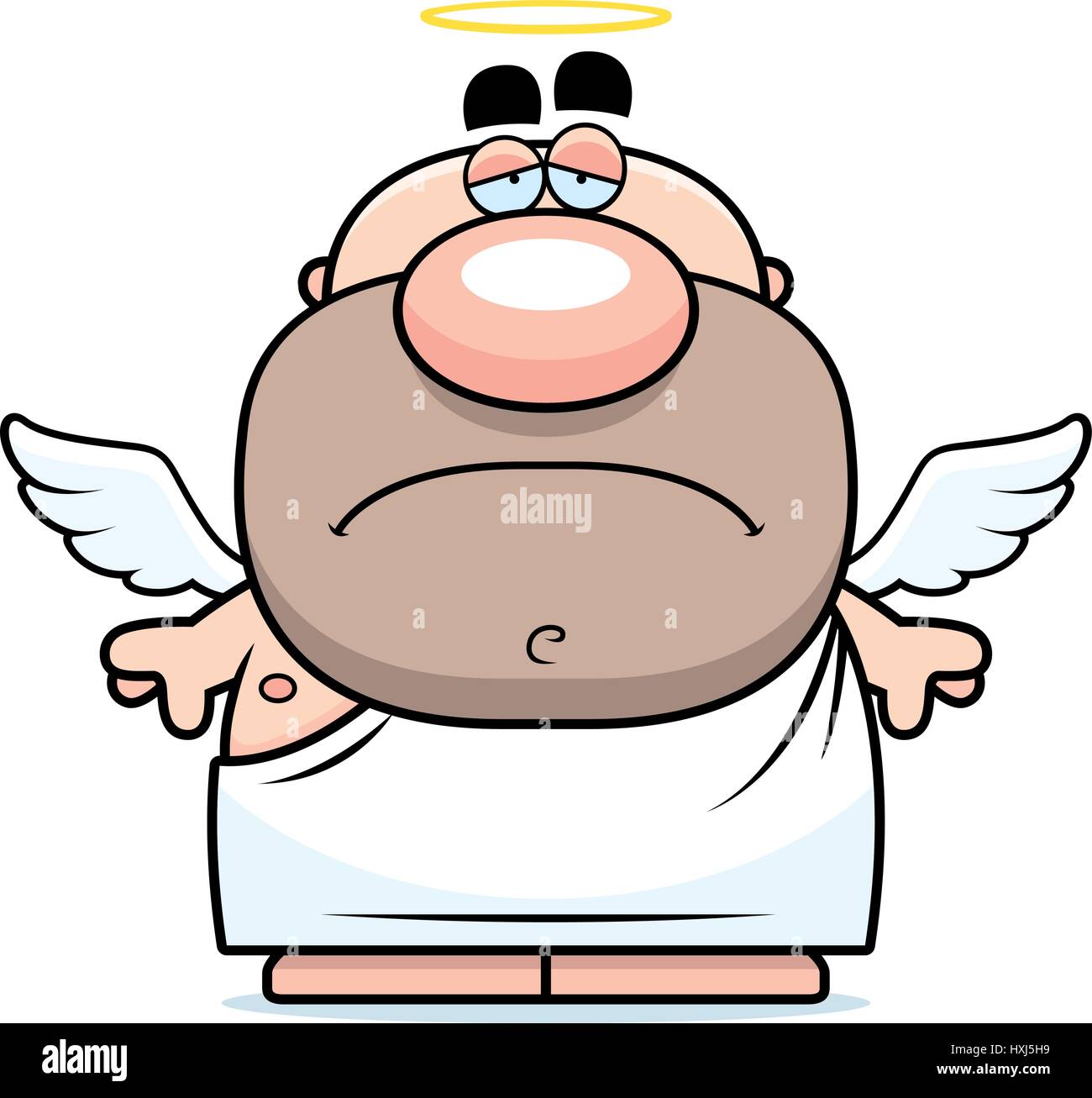 A cartoon illustration of an angel with a sad expression Stock Vector ...