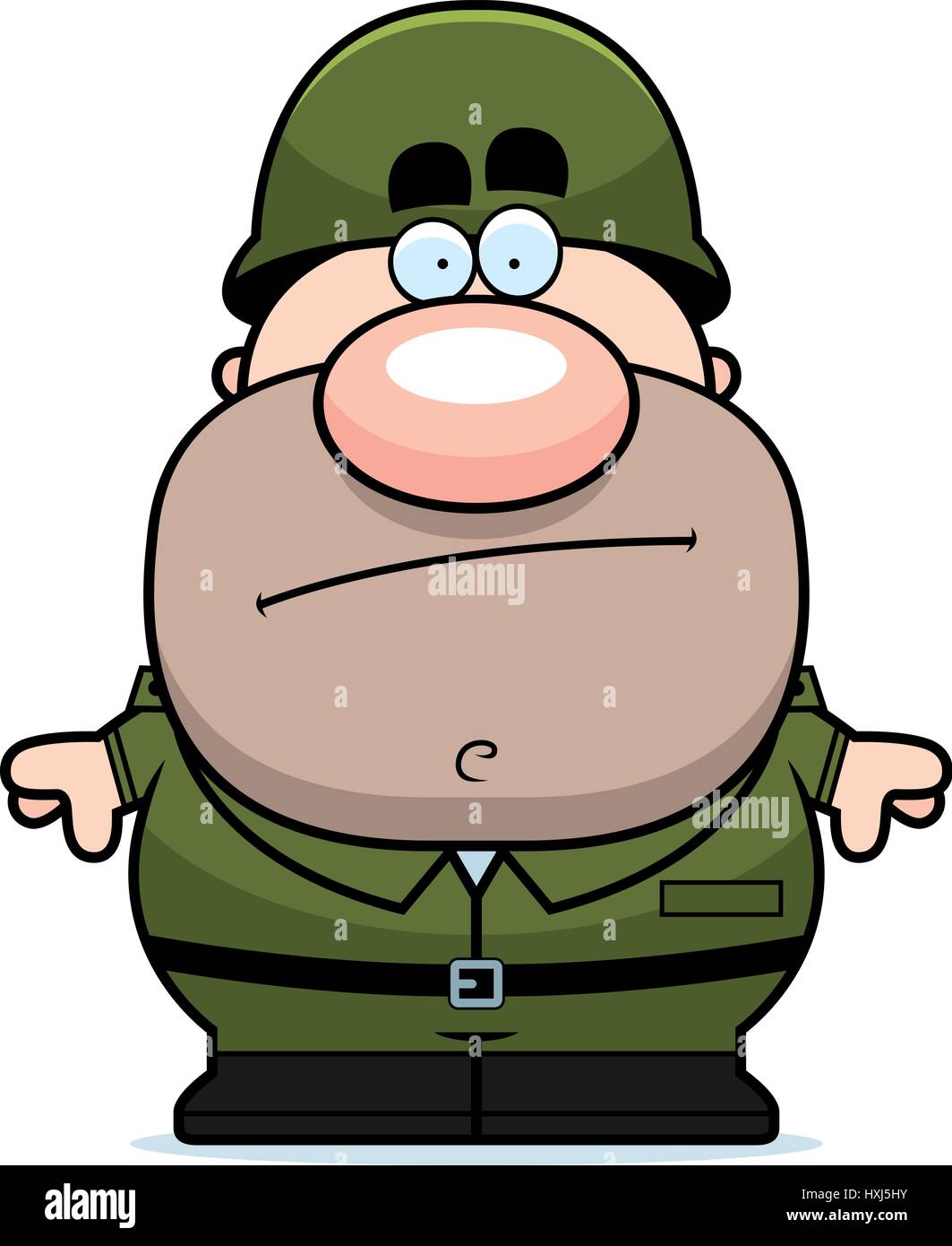 A cartoon illustration of an army soldier looking bored Stock Vector ...