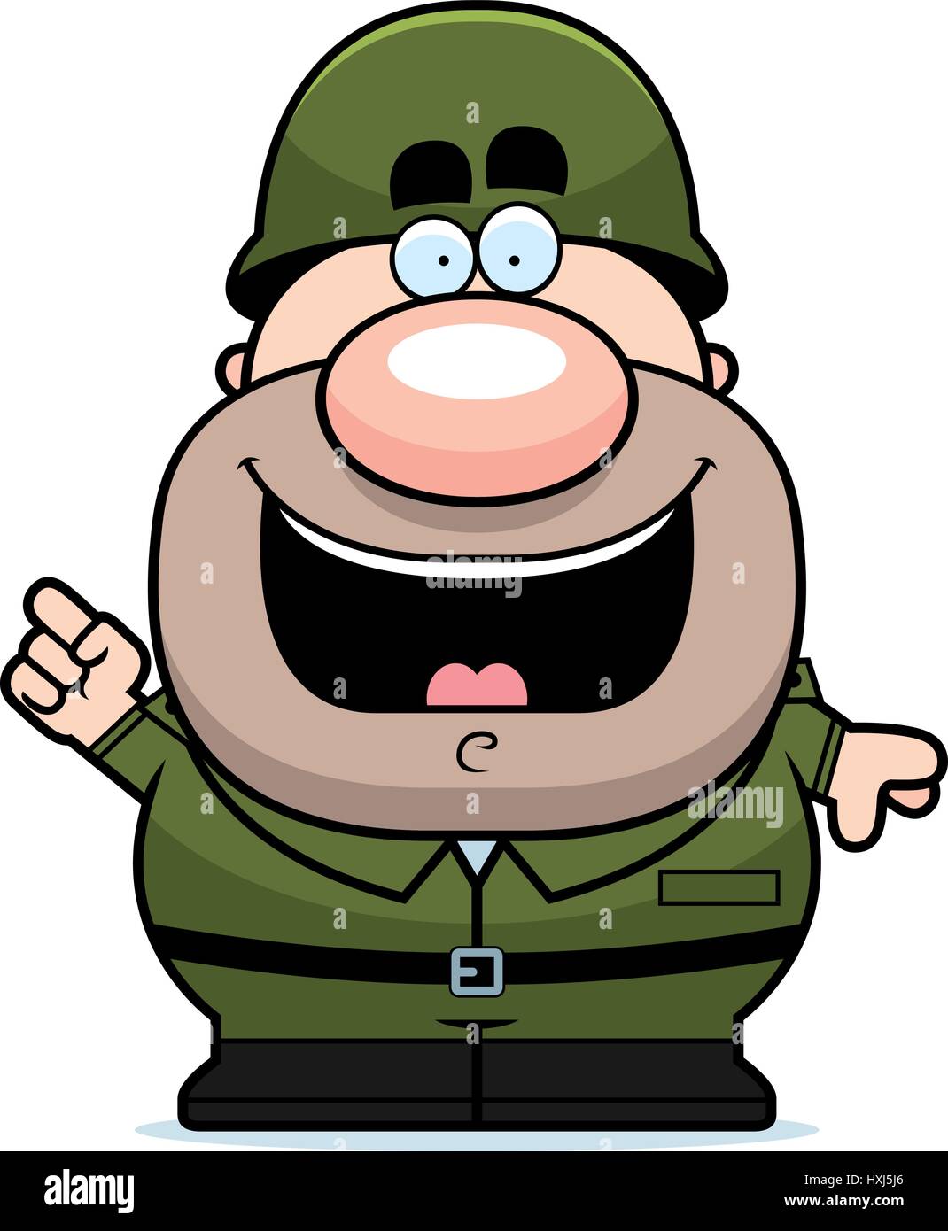 A cartoon illustration of an army soldier with an idea Stock Vector ...