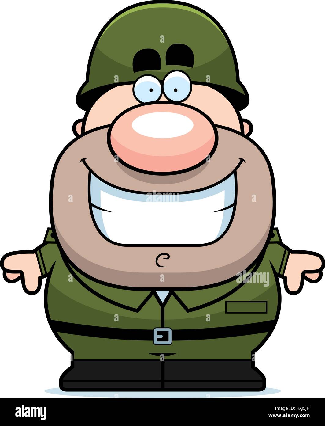 A cartoon illustration of an army soldier smiling Stock Vector Image ...