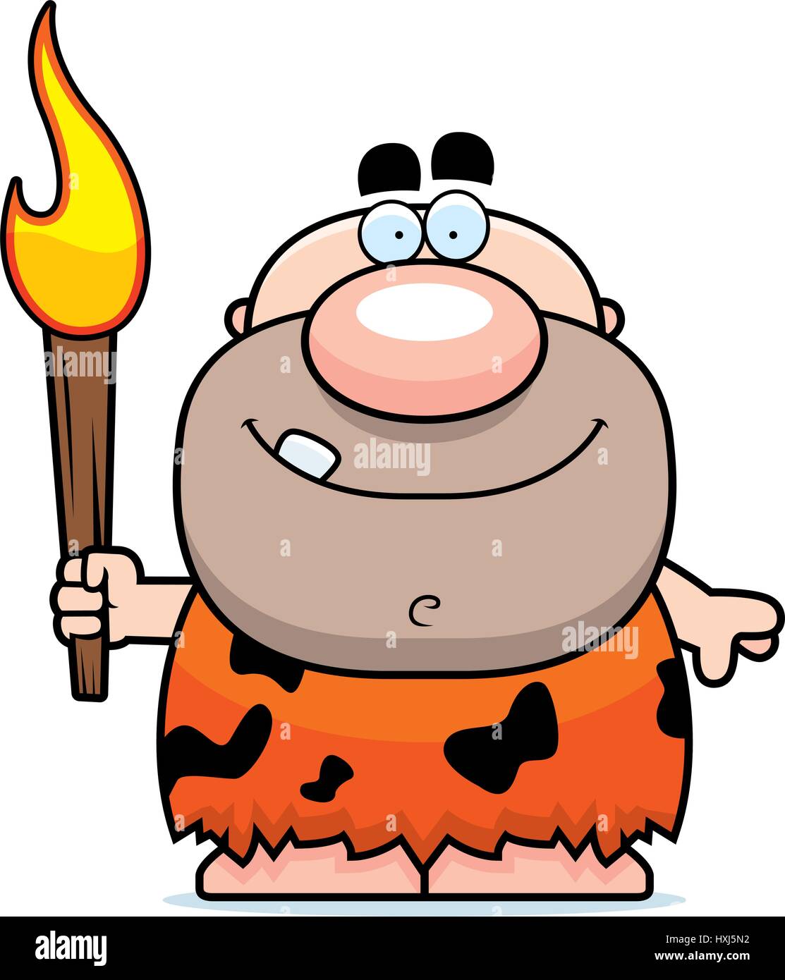 A cartoon illustration of a caveman with a torch Stock Vector Image ...