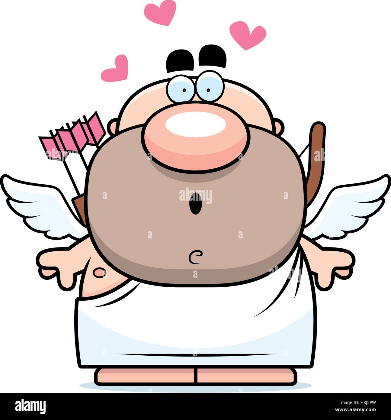 A cartoon illustration of a cupid with a surprised expression Stock ...