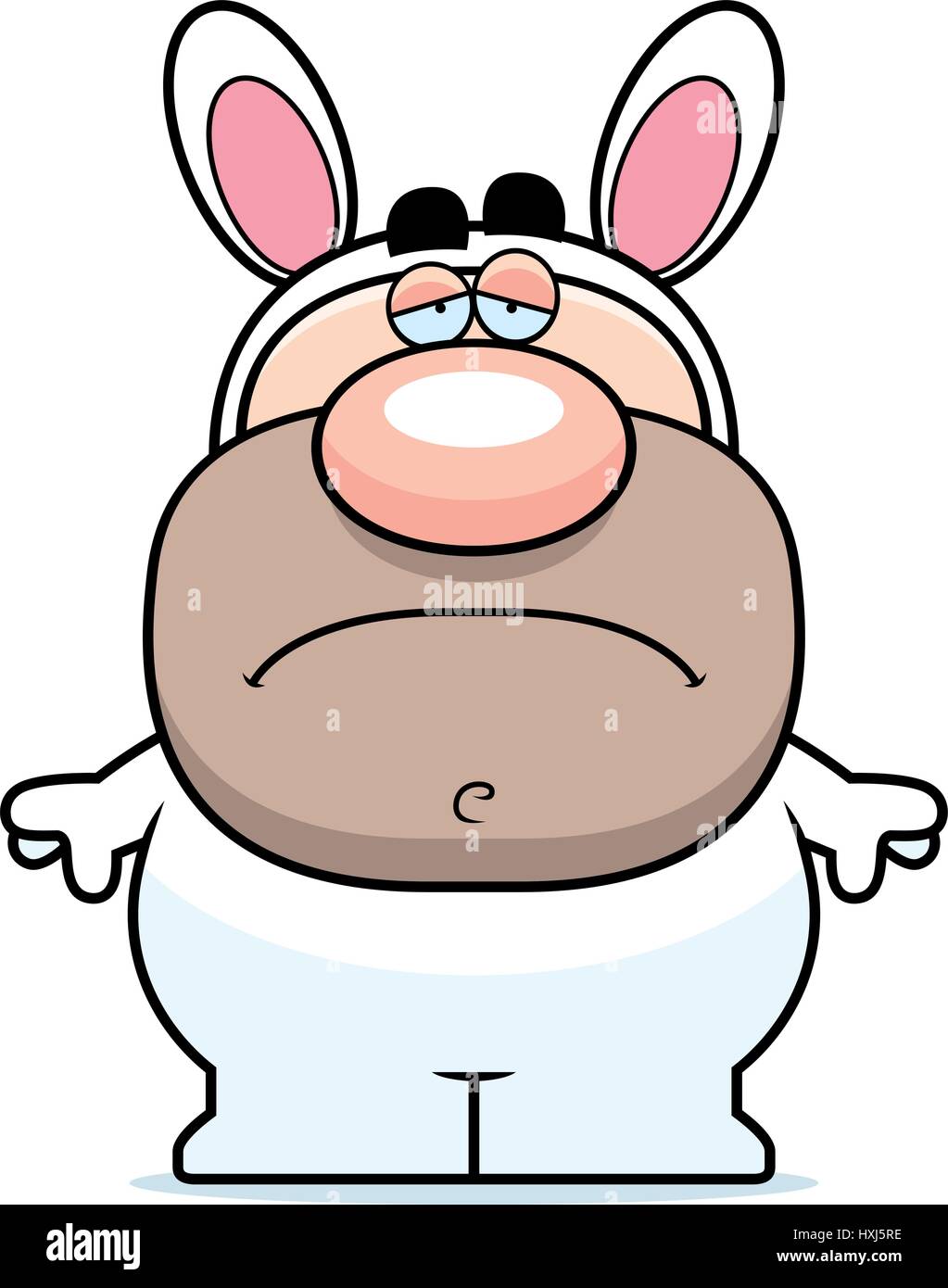 A cartoon illustration of the Easter Bunny with a sad expression Stock ...