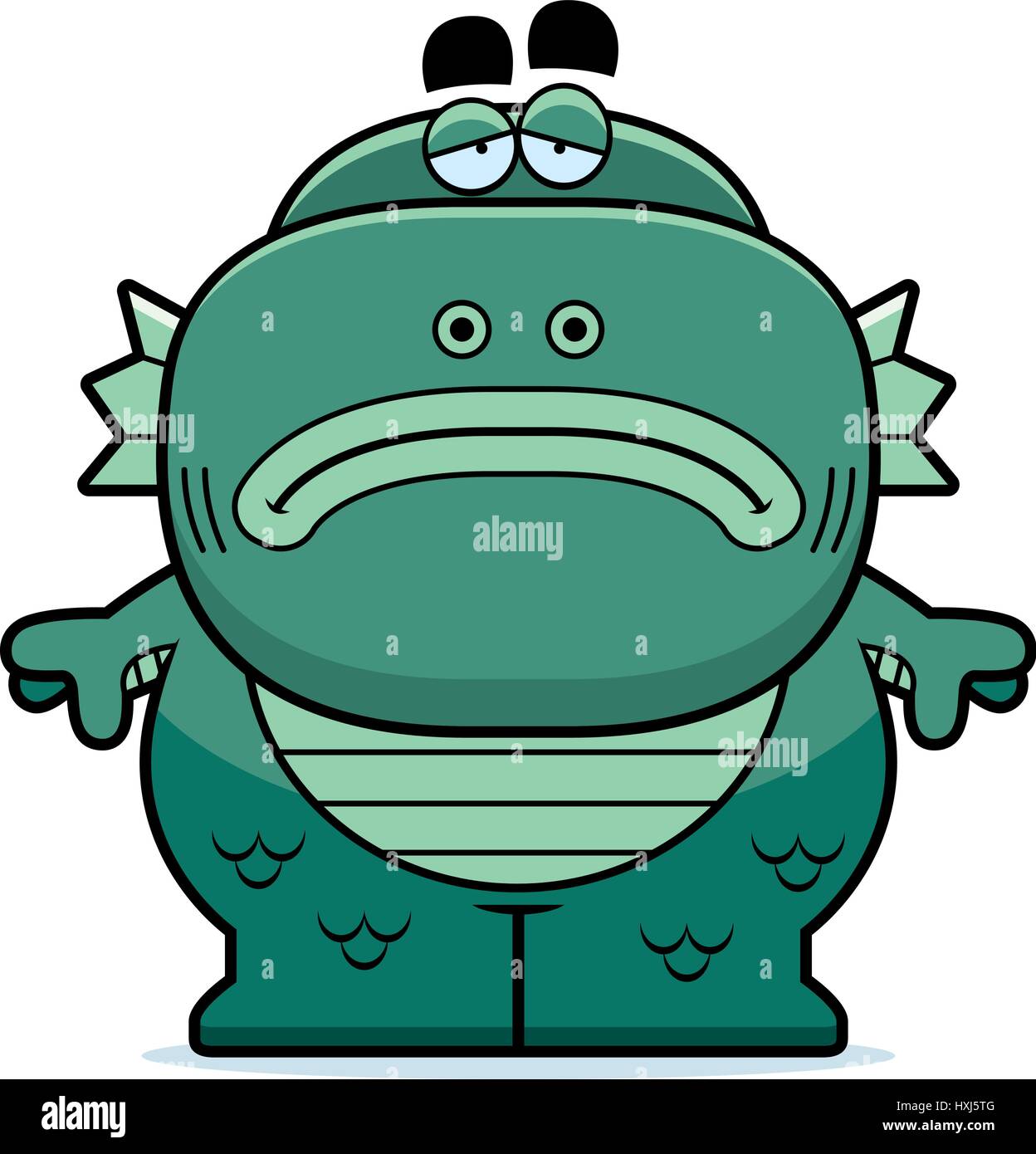 A cartoon illustration of a fish creature looking tired Stock Vector ...