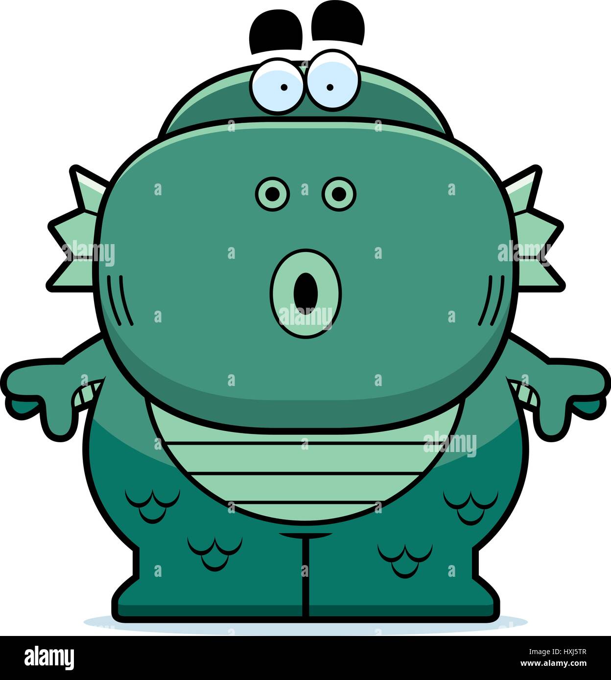 A cartoon illustration of a fish creature looking surprised Stock ...