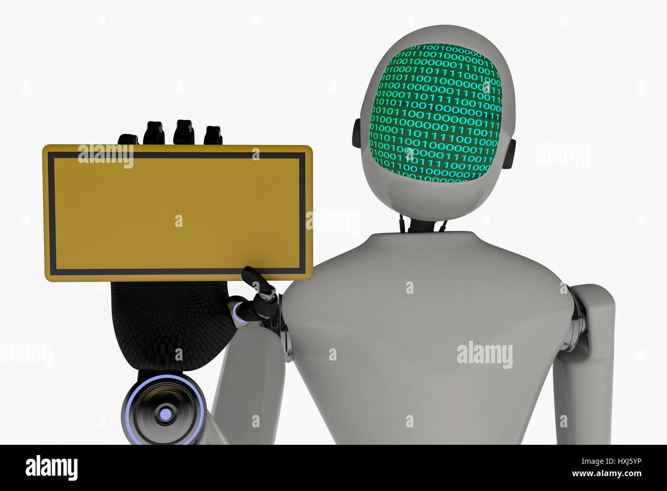 A modern robot displaying a binary code Stock Photo - Alamy