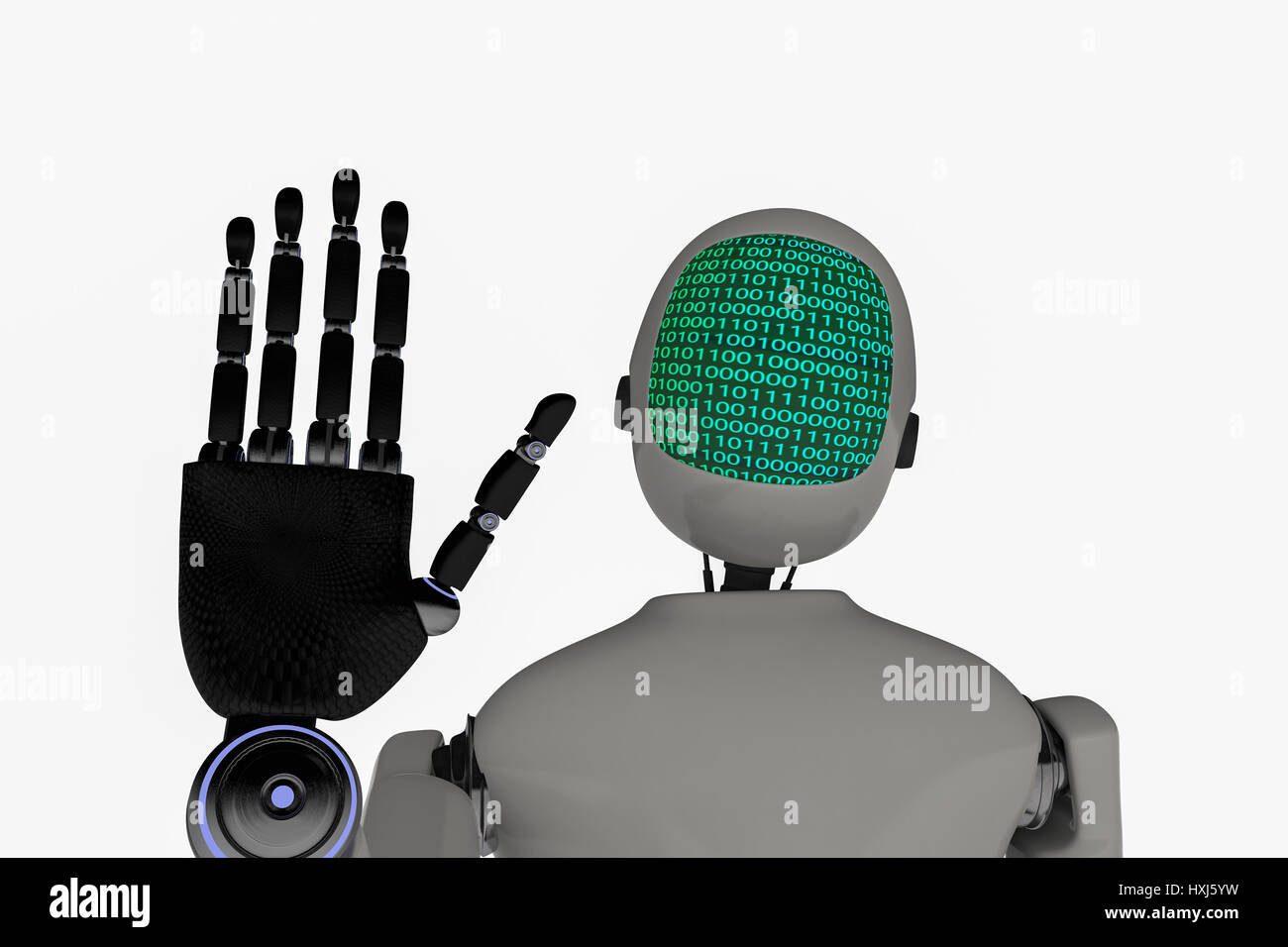 A modern robot displaying a binary code Stock Photo - Alamy