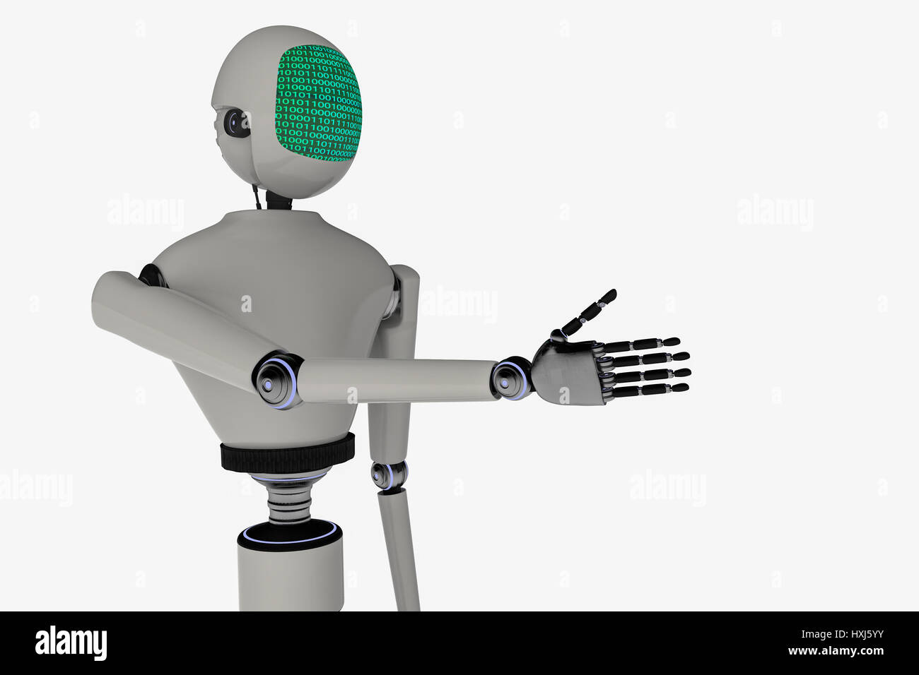 A modern robot displaying a binary code Stock Photo - Alamy