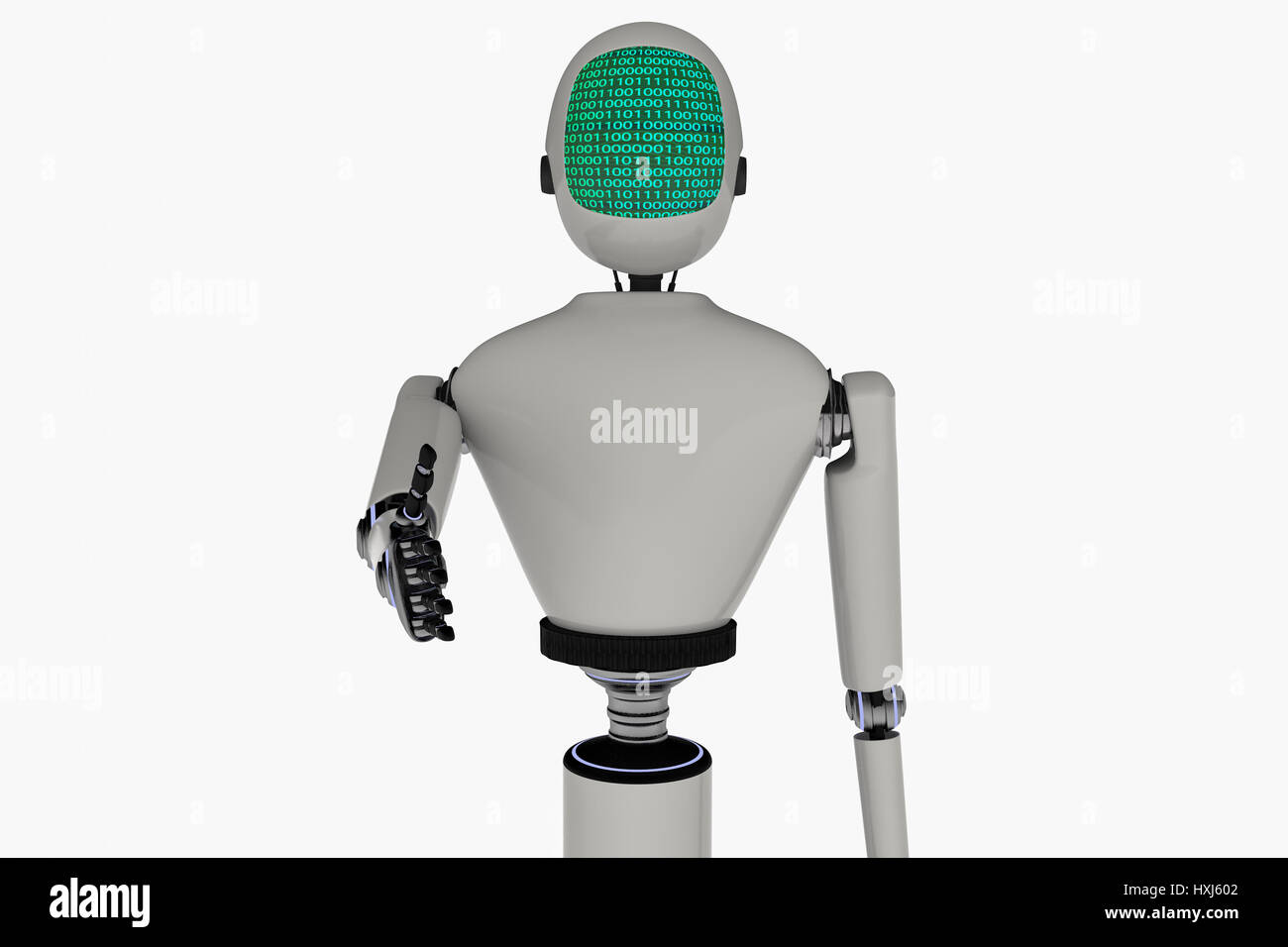 A modern robot displaying a binary code Stock Photo - Alamy
