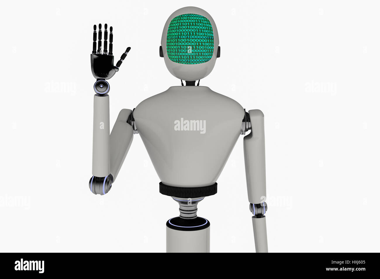 A modern robot displaying a binary code Stock Photo - Alamy