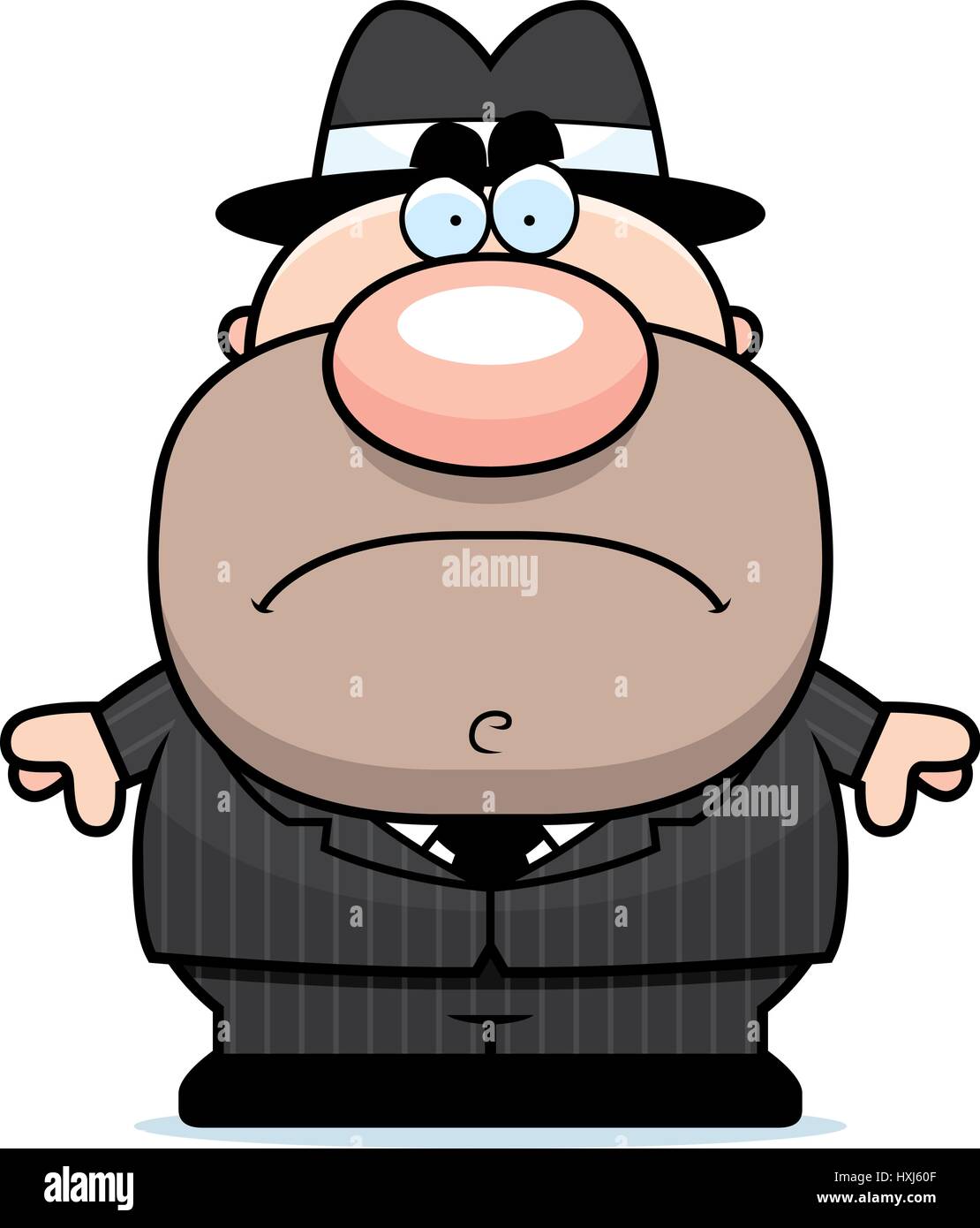 A cartoon illustration of a mobster with an angry expression Stock ...