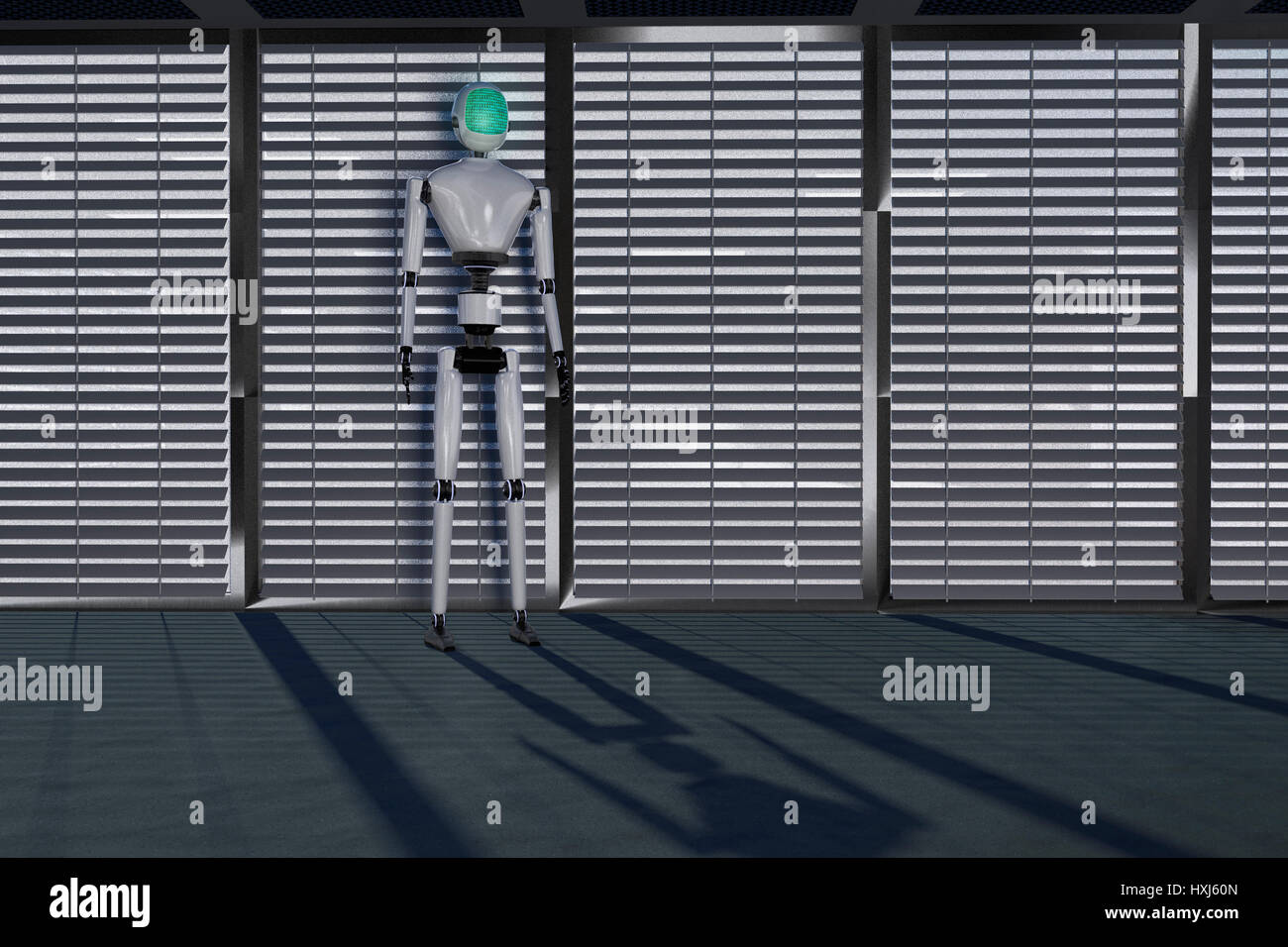 A modern robot displaying a binary code Stock Photo - Alamy