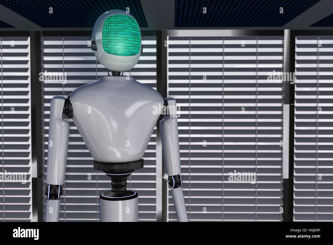 A modern robot displaying a binary code Stock Photo - Alamy