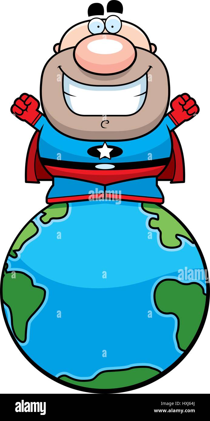 A cartoon illustration of a superhero saving the world Stock Vector ...