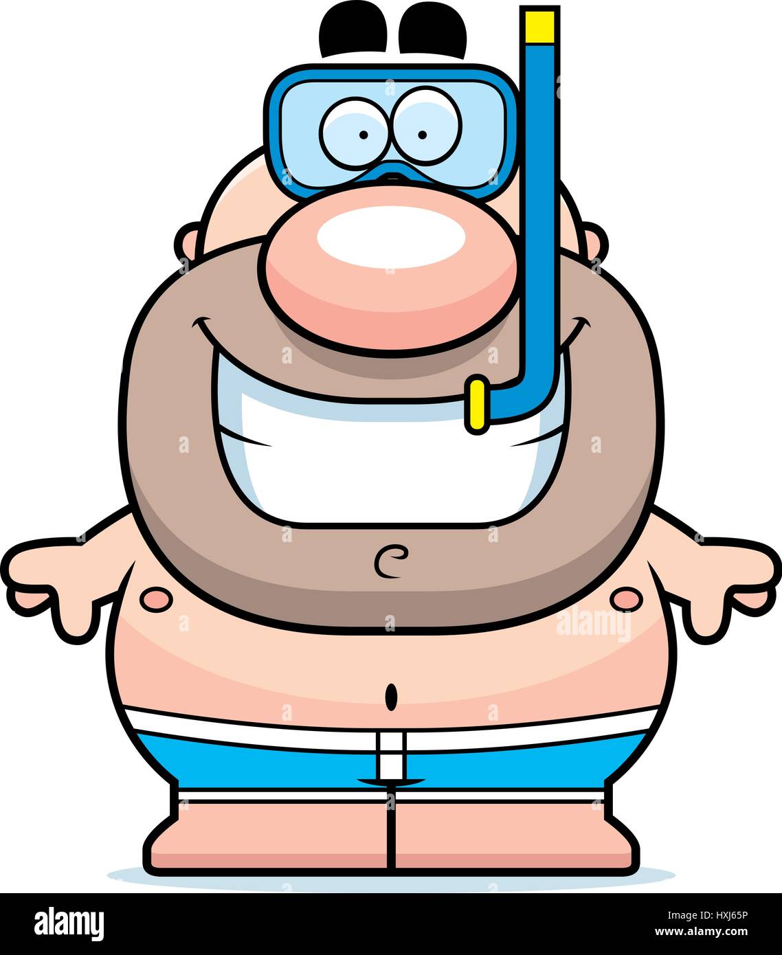 A cartoon illustration of a man in a swimsuit snorkeling Stock Vector ...