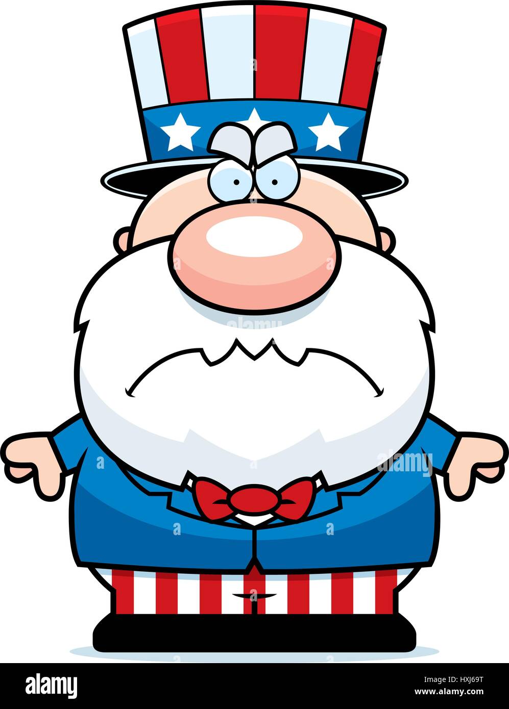 A cartoon illustration of a patriotic man with an angry expression ...