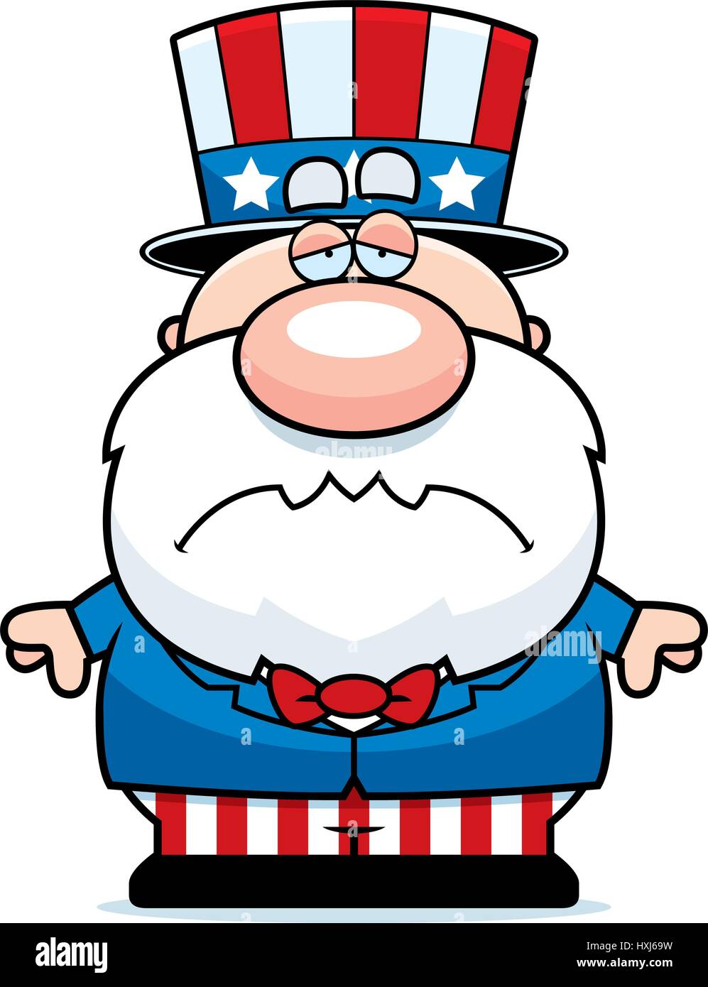 A cartoon illustration of a patriotic man with a sad expression Stock ...