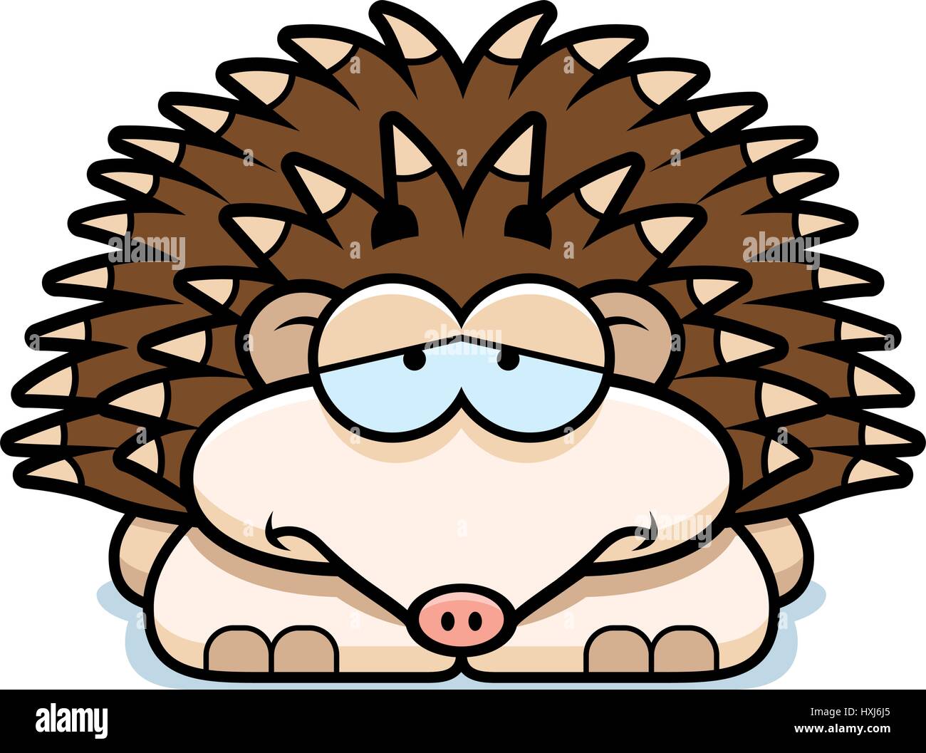 A cartoon illustration of a little hedgehog with a sad expression Stock ...