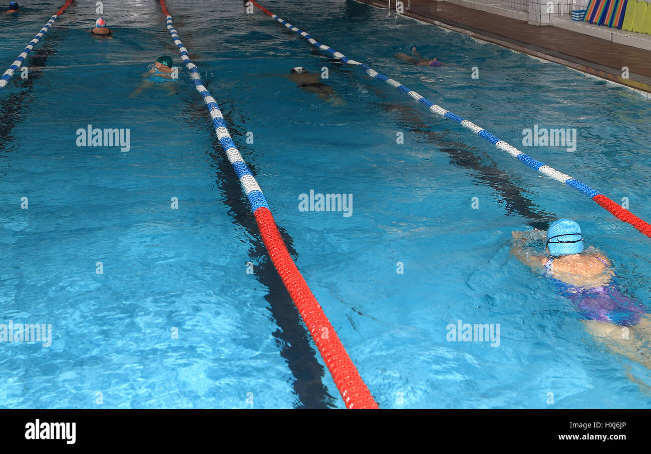 RUSSIAN FEDERATION, SAINT PETERSBURG - OCTOBER 24, 2013: People swim in ...